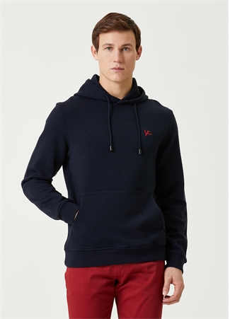 Isaia Erkek Lacivert Kapüşonlu Logolu Yün Sweatshirt M EU Isaia Erkek Lacivert Kapüşonlu Logolu Yün Sweatshirt M EU