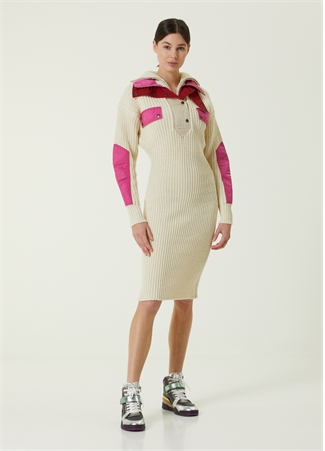 Isabel Marant Kadın Ekru Pembe Yaka Detaylı Yün Midi Triko Elbise 36 FR Isabel Marant Kadın Ekru Pembe Yaka Detaylı Yün Midi Triko Elbise 36 FR