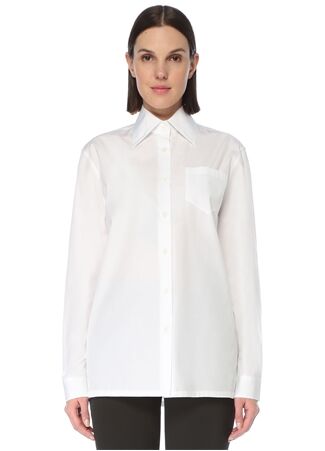 Prada Kadın Beyaz Polo Yaka Gömlek 42 IT