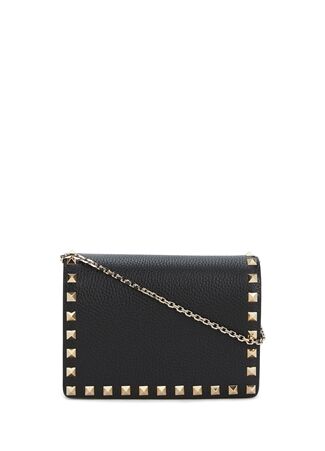 Valentino Garavani Kadın Rockstud Siyah Deri Çanta EU