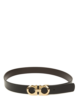 Salvatore Ferragamo Erkek Siyah Logo Detaylı Deri Kemer 05 EU