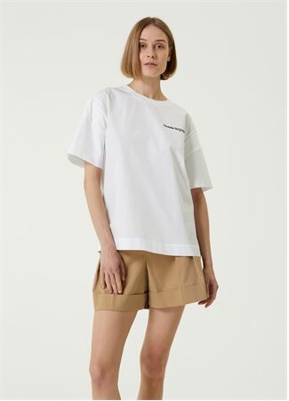 Alexander McQueen Kadın Beyaz Bisiklet Yaka T-shirt 38 IT