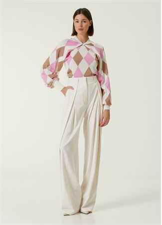 Msgm Kadın Ekru Pili Detaylı Pantolon Bej 38 IT