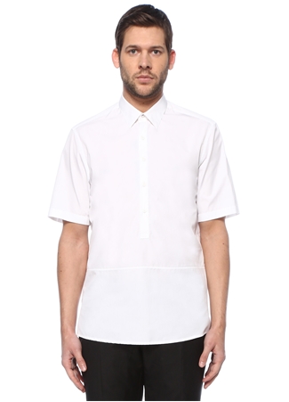 Pal Zileri Erkek Beyaz İngiliz Yaka Kısa Kollu Gömlek 40 IT