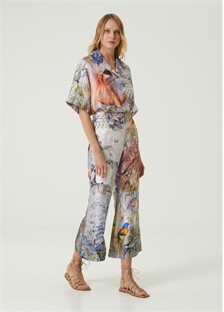 Zimmermann Kadın Çiçek Desenli Bol Paça Cropped Pantolon 2 US Zimmermann Kadın Çiçek Desenli Bol Paça Cropped Pantolon 2 US