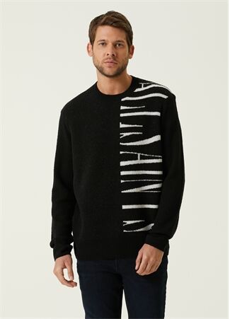 Allsaints Erkek Vex Siyah Logo Jakarlı Kazak S EU