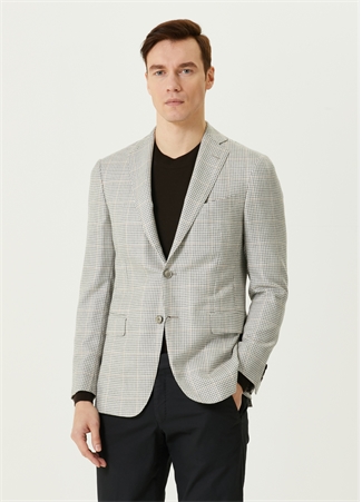 Pal Zileri Erkek Gri Pötikare Desenli Kaşmir Ceket 54 IT