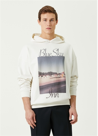 Blue Sky Inn Erkek Ekru Kapüşonlu Logo Baskılı Sweatshirt Bej S EU Blue Sky Inn Erkek Ekru Kapüşonlu Logo Baskılı Sweatshirt Bej S EU