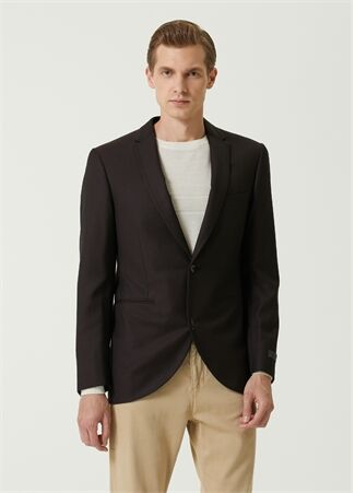 Pal Zileri Erkek Kahverengi Kelebek Yaka Yün Ceket Bordo 48 IT