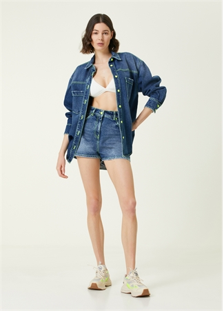 Msgm Kadın Mavi Dikiş Detaylı Jean Şort 38 It Msgm Kadın Mavi Dikiş Detaylı Jean Şort 38 It