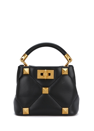 Valentino Garavani Kadın Small Roman Stud Siyah Deri Çanta EU Valentino Garavani Kadın Small Roman Stud Siyah Deri Çanta EU
