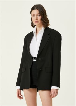 Prada Kadın Siyah Kemer Detaylı Yün Ceket 40 It Prada Kadın Siyah Kemer Detaylı Yün Ceket 40 It