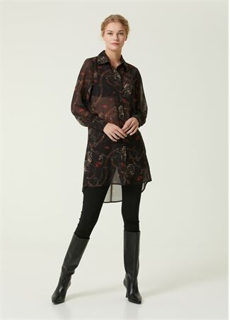 Beymen Kadın Siyah Desenli Gömlek Elbise XS EU