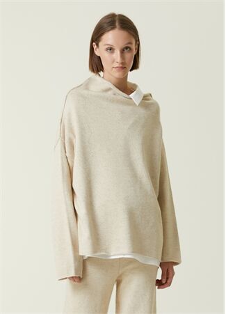 Camilla and Marc Kadın Ekru Asimetrik Yaka Kazak Bej M EU