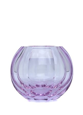 Moser Alex Lila Çizgi Dokulu Kristal Vazo Mor