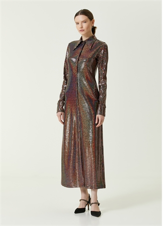 Dodo Bar Or Kadın Bronz Gömlek Yaka İşlemeli Midi Kokteyl Elbise Kahverengi 42 IT Dodo Bar Or Kadın Bronz Gömlek Yaka İşlemeli Midi Kokteyl Elbise Kahverengi 42 IT