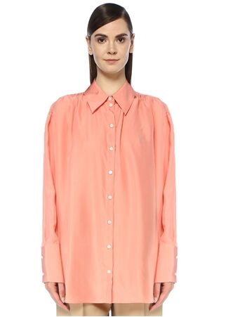 Stella McCartney Kadın Pembe Büzgü Detaylı İpek Gömlek 38 IT