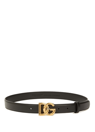 Dolce&Gabbana Kadın Siyah Gold Logolu Deri Kemer 80 EU Dolce&Gabbana Kadın Siyah Gold Logolu Deri Kemer 80 EU