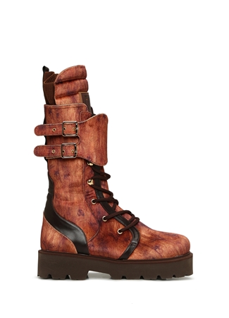 Raisa Vanessa Kadın Taba Siyah Kemer Detaylı Bot Kahverengi 38 EU