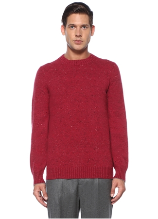 Brunello Cucinelli Erkek Kırmızı Nopeli Yün Kazak 54 IT