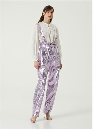 Isabel Marant Kadın Gilekla Metalik Lila Askı Detaylı Pantolon Pembe 36 FR Isabel Marant Kadın Gilekla Metalik Lila Askı Detaylı Pantolon Pembe 36 FR