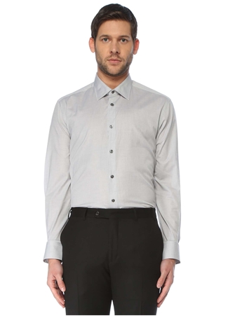 Pal Zileri Erkek Gri İngiliz Yaka Gömlek 4 IT