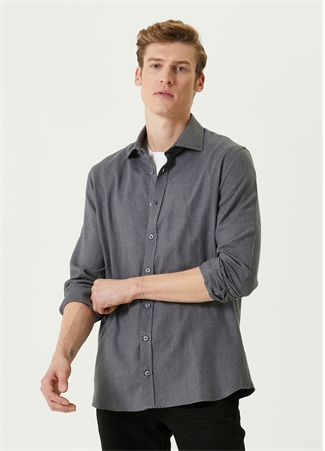 Beymen Collection Erkek Custom Fit Gri Gömlek 42 IT