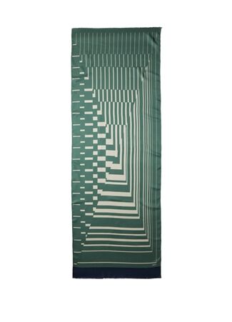 Pal Zileri Erkek Yeşil Geometrik Desenli İpek Atkı EU