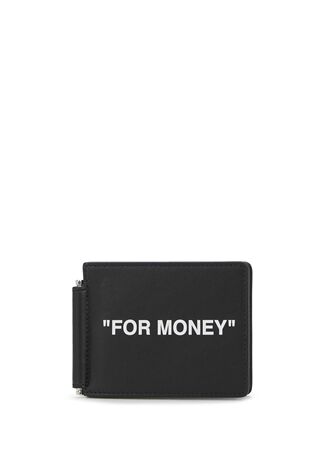 Off-White Erkek Siyah Beyaz Logolu Deri Cüzdan EU