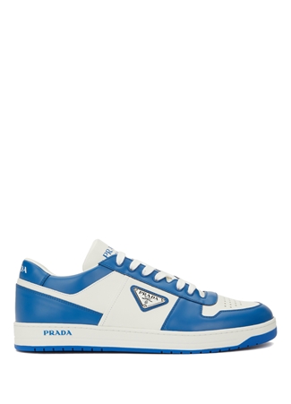 Prada Erkek Beyaz Mavi Logo Detaylı Deri Sneaker 6 UK Prada Erkek Beyaz Mavi Logo Detaylı Deri Sneaker 6 UK