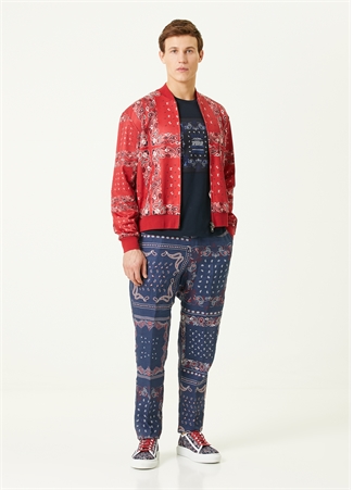 Etro Erkek Lacivert Etnik Desenli Keten Pantolon 48 IT Etro Erkek Lacivert Etnik Desenli Keten Pantolon 48 IT