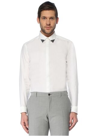 Palzileri Lab Erkek Beyaz Yaka Detaylı Gömlek 4 IT