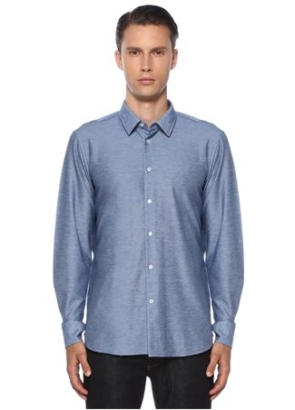 Palzileri Lab Erkek Mavi Modern Yaka Gömlek 38 IT