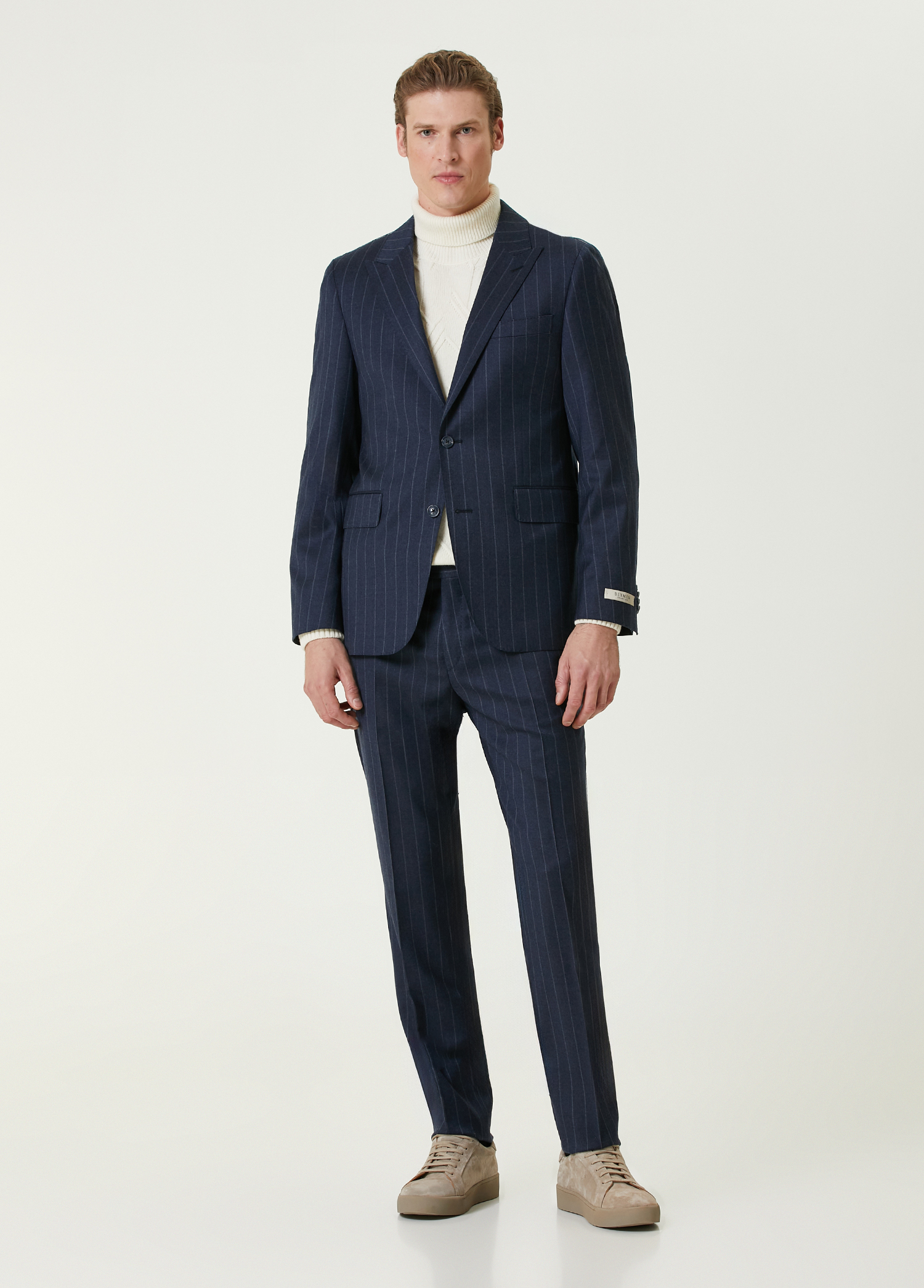 Blue Beymen Collection Blue Men Blue Line Patterned Wool Suit 1578731 ...