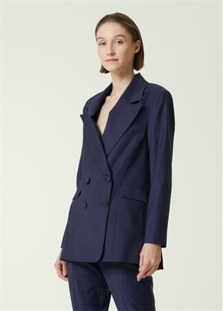 Feel The Lotus Kadın Sacred Lacivert Kruvaze Yün Ceket 36 EU