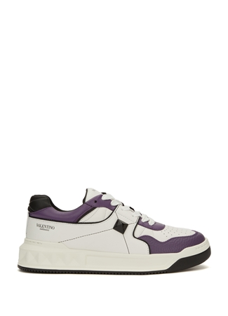 Valentino Garavani Kadın Beyaz Mor Delik Desenli Deri Sneaker 36 EU Valentino Garavani Kadın Beyaz Mor Delik Desenli Deri Sneaker 36 EU