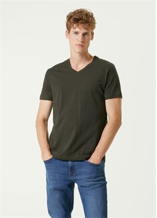 Beymen Collection Erkek Haki V Yaka T-shirt S EU