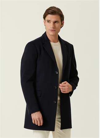 Network Erkek Slim Fit Lacivert Kaşmir Palto 46 EU Network Erkek Slim Fit Lacivert Kaşmir Palto 46 EU