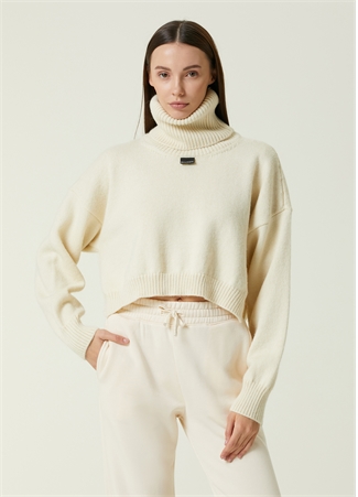 Palm Angels Kadın Ekru Balıkçı Yaka Yün Kazak Bej M EU Palm Angels Kadın Ekru Balıkçı Yaka Yün Kazak Bej M EU