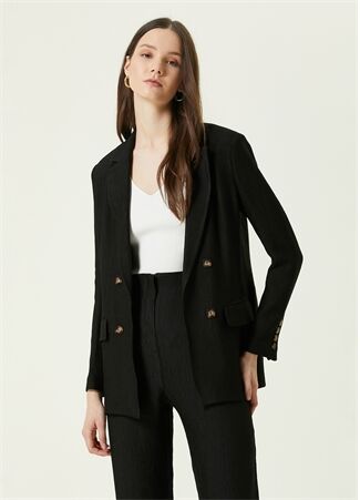 Network Kadın Slim Fit Siyah Crinkle Kumaş Ceket 34 EU Network Kadın Slim Fit Siyah Crinkle Kumaş Ceket 34 EU