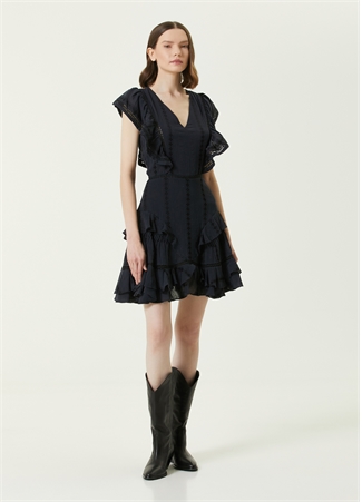 Etoile Isabel Marant Kadın Jaudrey Siyah Dantelli Mini Elbise 36 FR Etoile Isabel Marant Kadın Jaudrey Siyah Dantelli Mini Elbise 36 FR