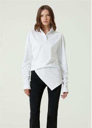 The Attico Kadın Beyaz Polo Yaka T-shirt 42 IT