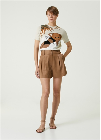 Beymen Club Kadın Kamel Yüksek Bel Pilili Twill Şort Bej 42