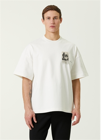 Jil Sander Erkek Krem Fotoğraf Baskılı Püsküllü T-shirt Bej M EU Jil Sander Erkek Krem Fotoğraf Baskılı Püsküllü T-shirt Bej M EU