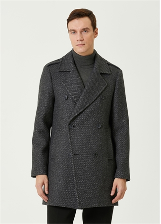 Network Erkek Slim Fit Antrasit Gri Desenli Yün Palto 46 EU Network Erkek Slim Fit Antrasit Gri Desenli Yün Palto 46 EU