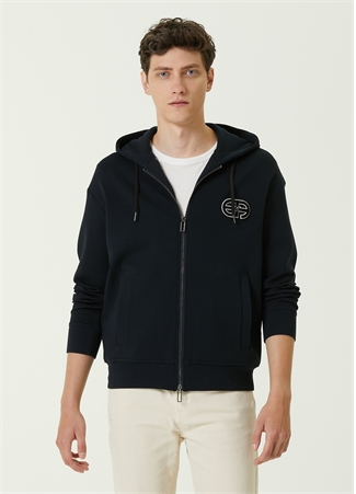 Emporio Armani Erkek Lacivert Kapüşonlu Logolu Sweatshirt M EU Emporio Armani Erkek Lacivert Kapüşonlu Logolu Sweatshirt M EU