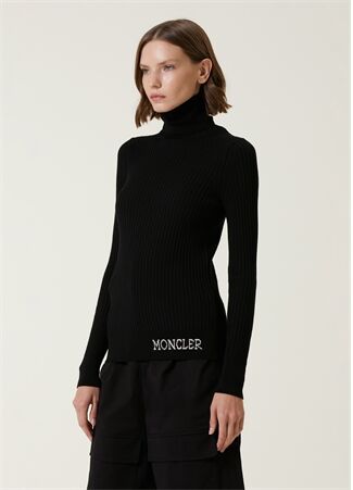 Moncler Kadın Siyah Balıkçı Yaka Yün Kazak S EU