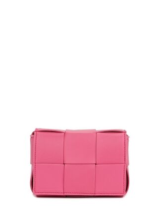 Bottega Veneta Kadın Pembe Örgü Dokulu Deri Omuz Çantası EU