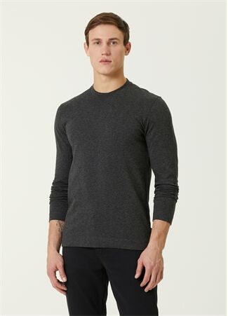 Z Zegna Erkek Koyu Gri Bisiklet Yaka Kazak M IT