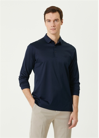 Canali Erkek Lacivert Polo Yaka Uzun Kollu T-shirt 52 IT Canali Erkek Lacivert Polo Yaka Uzun Kollu T-shirt 52 IT